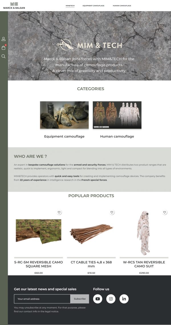 Discover our eshop dedicated to Mim&Tech camouflage products - Marck et ...